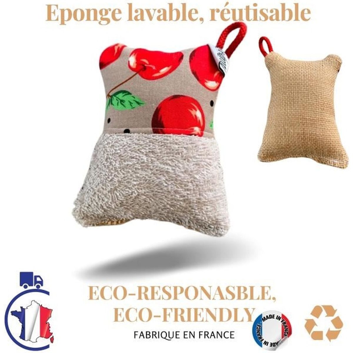 Eponge lavable, réutilisable fabriquée en France, écologique, pour ...
