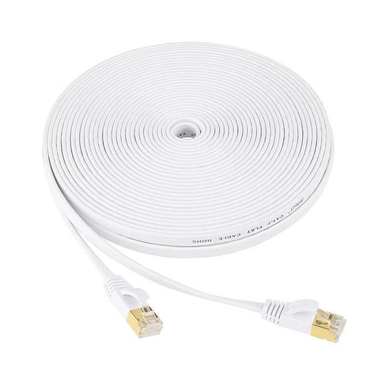 Cat 7 Plat Câble Ethernet, 10m Câble Réseau avec Plaqué rj45, 10 Gbps ...