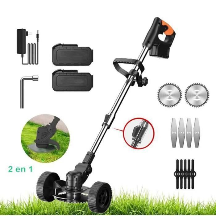 Coupe Bordure sans fil avec 2 batteries Roue de Guidage Amovible Dbroussailleuse lectrique sans ...