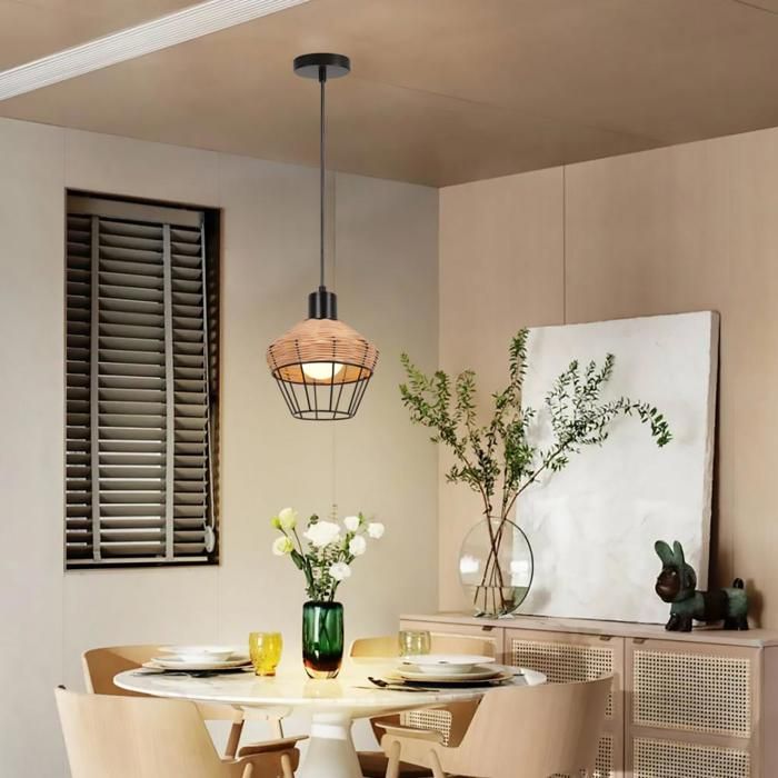 Lustre Suspension Vintage - IDEGU - Design Retro - Bambou et Métal ...