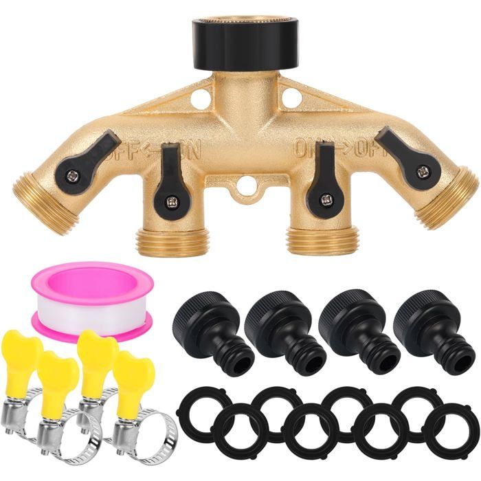 TRAHOO-4 Voies Robinet Laiton Distributeur de Jardin, Splitter de ...