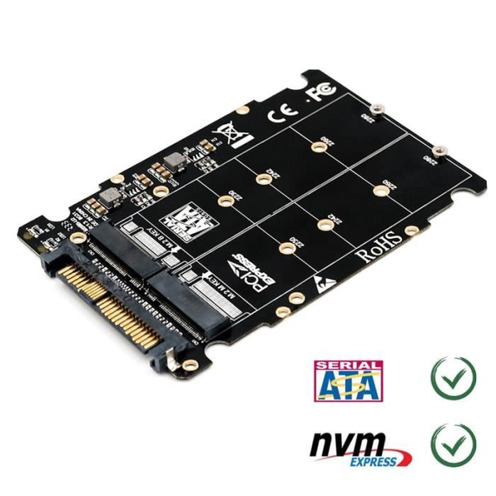 Le noir - Adaptateur M.2 Ssd Vers U.2, 2 En 1, Nvme Sata-bus Ngff Ssd Vers Pci-e U.2 Sff-8639 ...