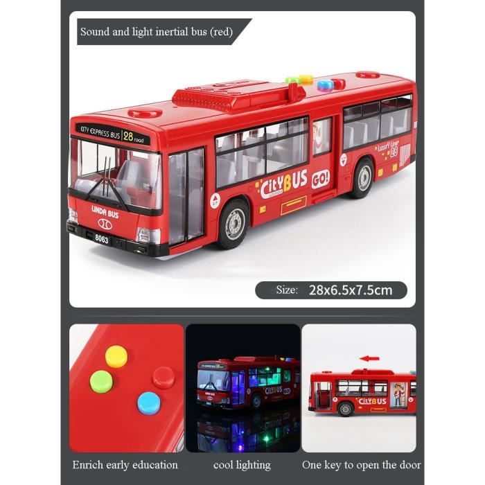 Bus rouge - Grand modèle de bus de ville de simulation pour enfants ...