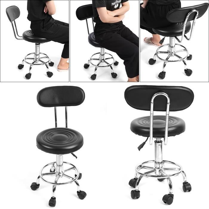 Tabouret à roulettes noir - pivotable à 360° Tabouret Pivotant Roulant ...