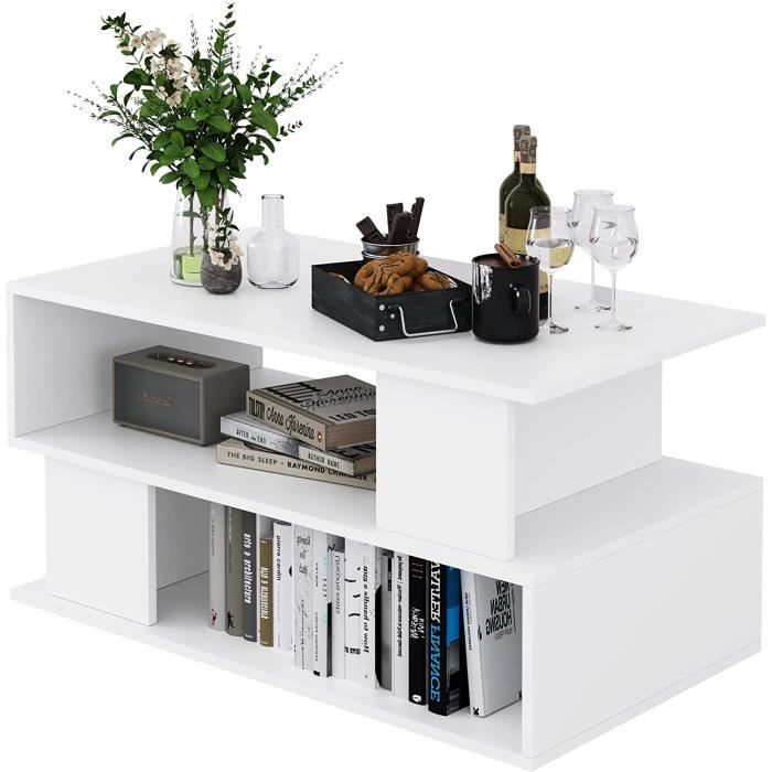 LIWI-Table Basse Blanche 3 Niveaux Table d'appoint Table Centrale Table ...