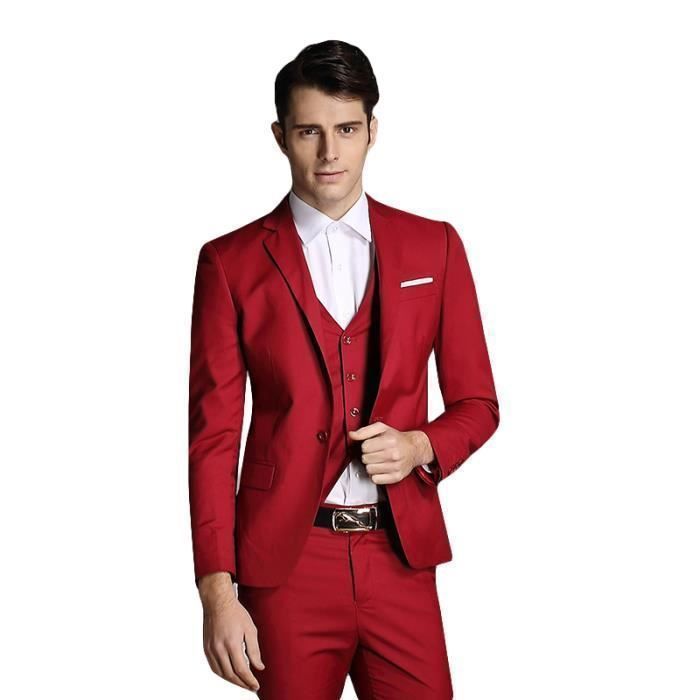 Costume Homme 3 Pieces Mariage Dans Costume Slim Fit Couleur Unie ...