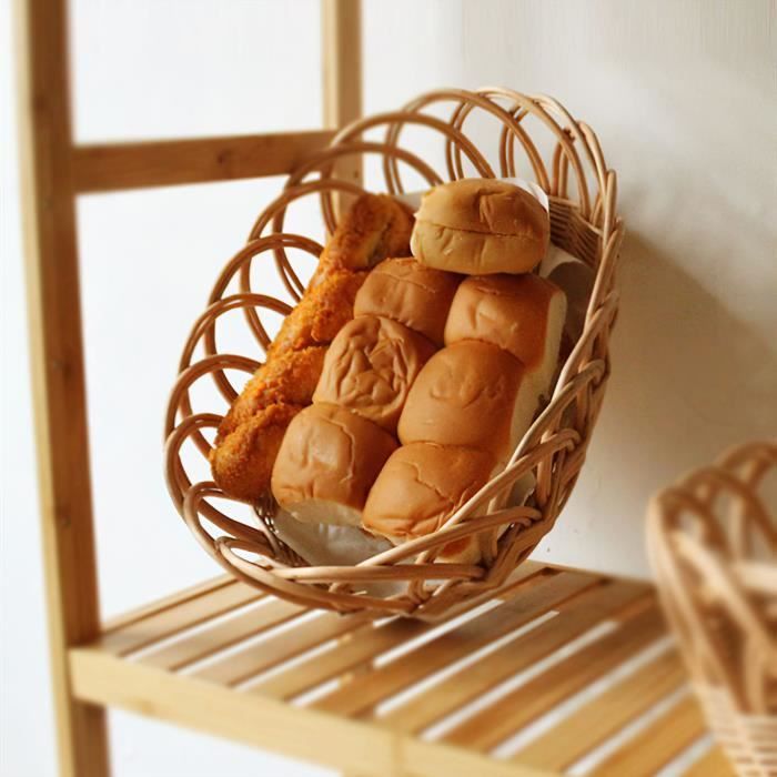 Panier à pain à main panier naturel plateau tissé de style rétro ...