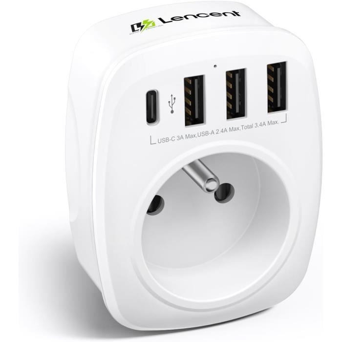Prise Usb Secteur Multiple, Chargeur Usb Multiprises 1 Sortie Ac, 1 Usb ...