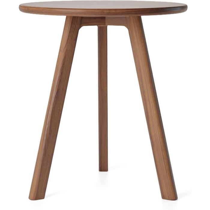 Table D'Appoint Ronde En Bois De Noyer Massif Design Scandinave Minimal ...