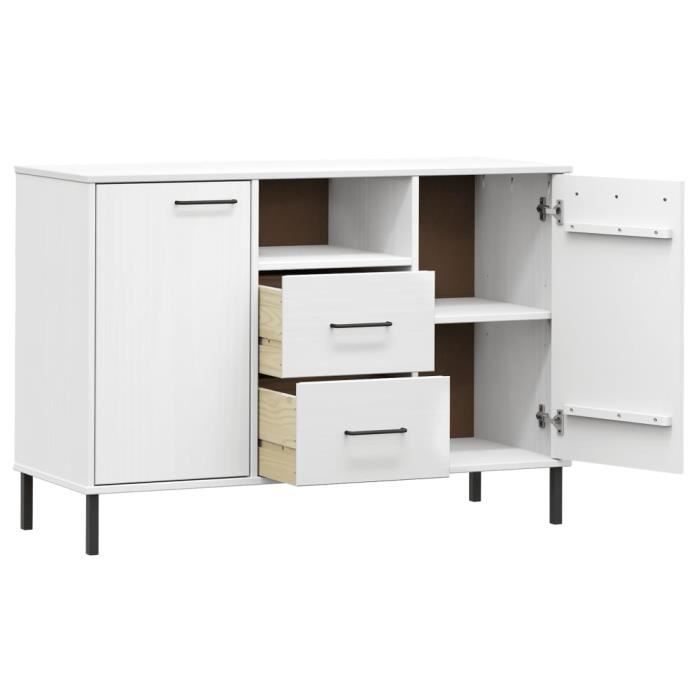 FAN - Buffet avec pieds en métal Blanc 113x40x77 cm Bois massif OSLO ...