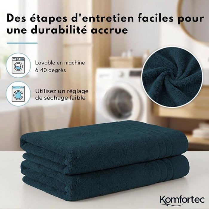 Drap de Bain 100x200 cm, 100% Coton, Grande Serviette de Bain, Douce et ...