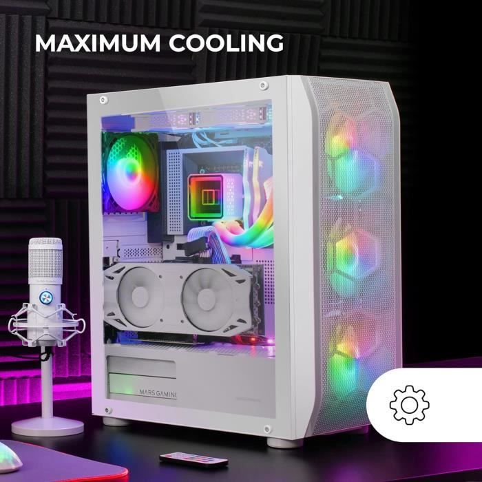 Mars Gaming Mc-Kx Blanc,Premium E-Atx Gaming Tour,Freezer Cpu System,5 ...