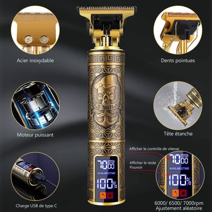 Fresion Tondeuse Cheveux Hommes Professionnel - Tondeuse Barbe Homme, USB Rechargeable Rasoir ...