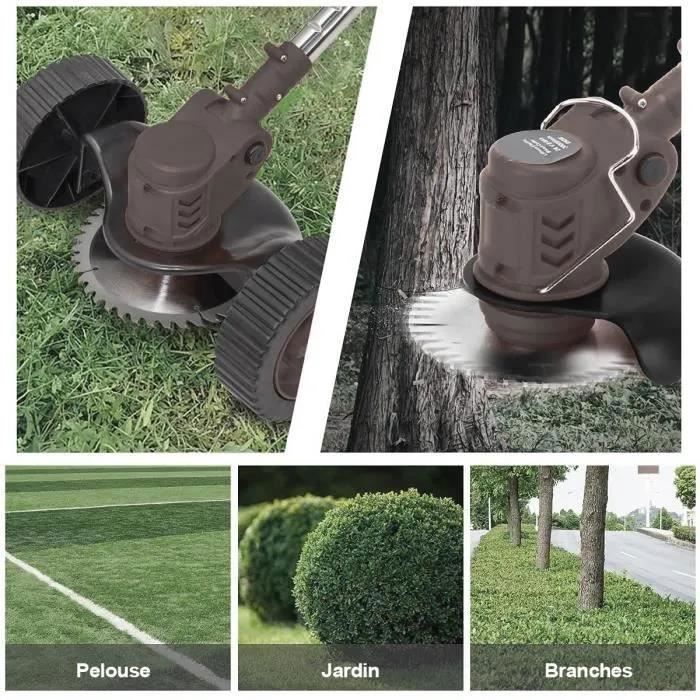 Coupe Bordure sans fil avec 2 batteries Roue de Guidage Amovible Dbroussailleuse lectrique sans ...