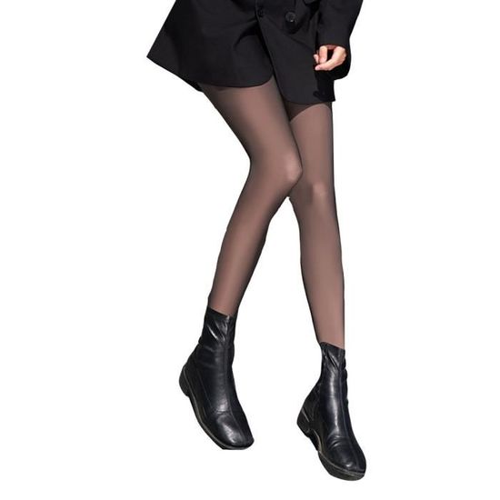 Femme Leggings Automne Hiver Velours Doublé Taille Haute Transparents Legging Chaud Tregging ...