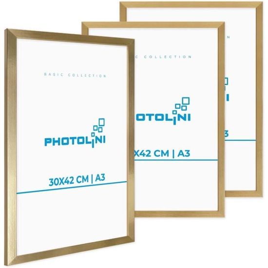 Cadre A3 30 X 42 Bois Mdf Doré, Lot De 3 Cadres Photo Pour Posters Et ...