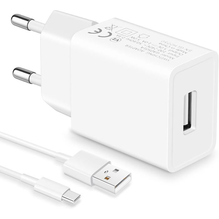 Prise Usb 5V1A Et Câble Usb Type-C, Embout Chargeur Usb 5W, Adaptateur Secteur Pour Téléphones ...