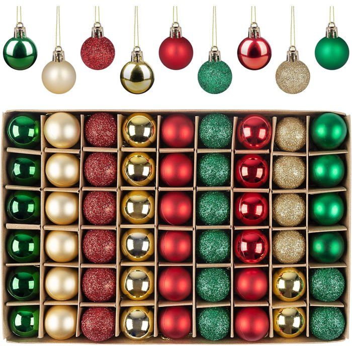 Boules de Noël - 123 DESIGN - Lot de 54 - Incassables - Multicolores ...