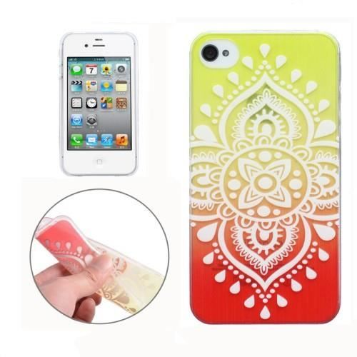Coque iPhone 4/4S Silicone Translucent Flower Pattern Ultrathin TPU ...