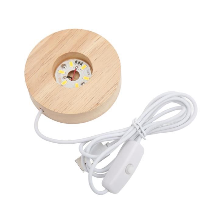 Fdit Base lumineuse à LED Base de lumière LED Interface USB Chêne Bois ...