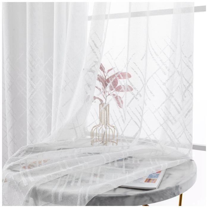 Voilage à Motif Broderie Semi-Transparent en Voile Voilage de Fenêtre ...