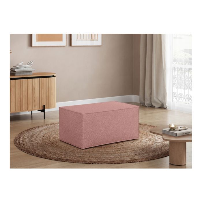 Pouf en tissu bouclette CLARISSE - Rose - L90 x P50 x H41cm ...