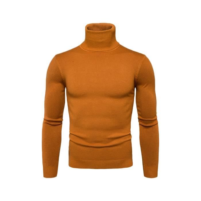 Pull Homme Classique Chaud Pull Couleur Unie Col Roulé Chandails Jumper ...