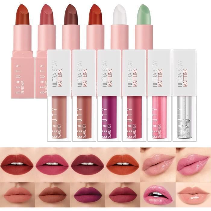 Lot De 12 Rouges À Lèvres Liquides,Rouge À Lèvres Mat,Baume À Lèvres ...