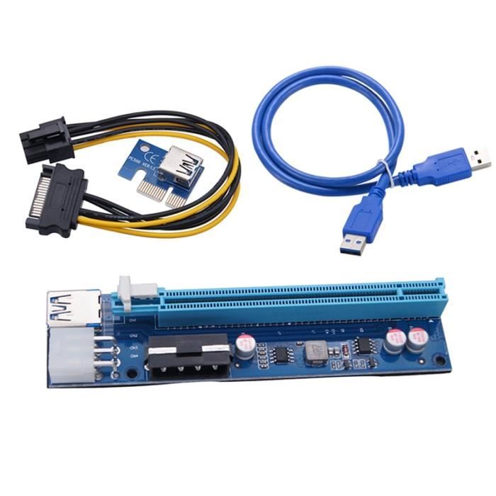 Câble D'Extension PCI-E 1X à 16X 4PIN + 6Pin 2 en 1 Carte Adaptateur D ...
