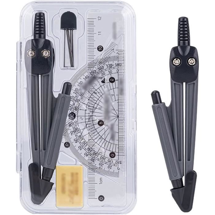 Kit Geometrie Compass 7 PCS Géométrie Ensemble avec ensemble Compass Set Squares Règle STRACTOR ...