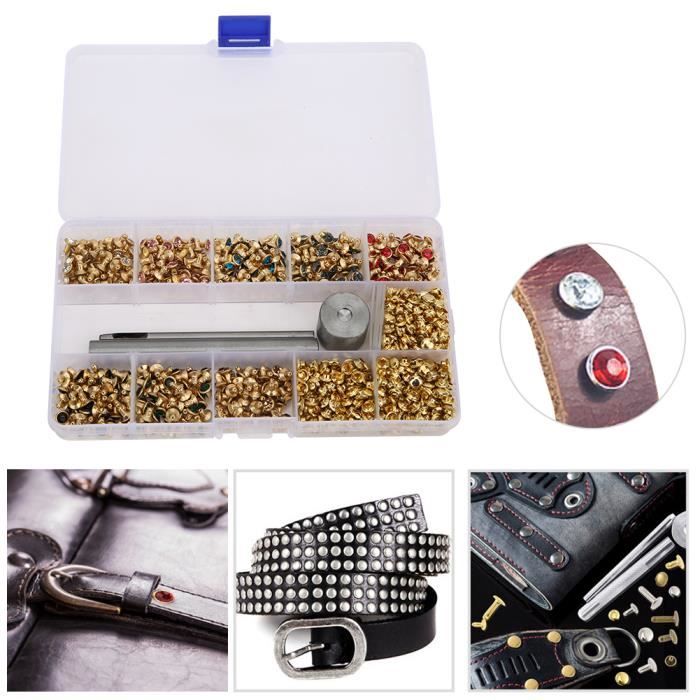 SURENHAP Rivet punk 400 pièces 8 couleurs strass Punk Rivets clous ...