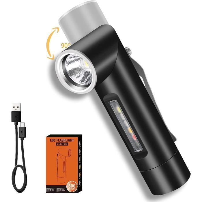 Lampe Torche Led Rechargeable,90 Degrés Mini Lampe De Poche Ipx5 ...