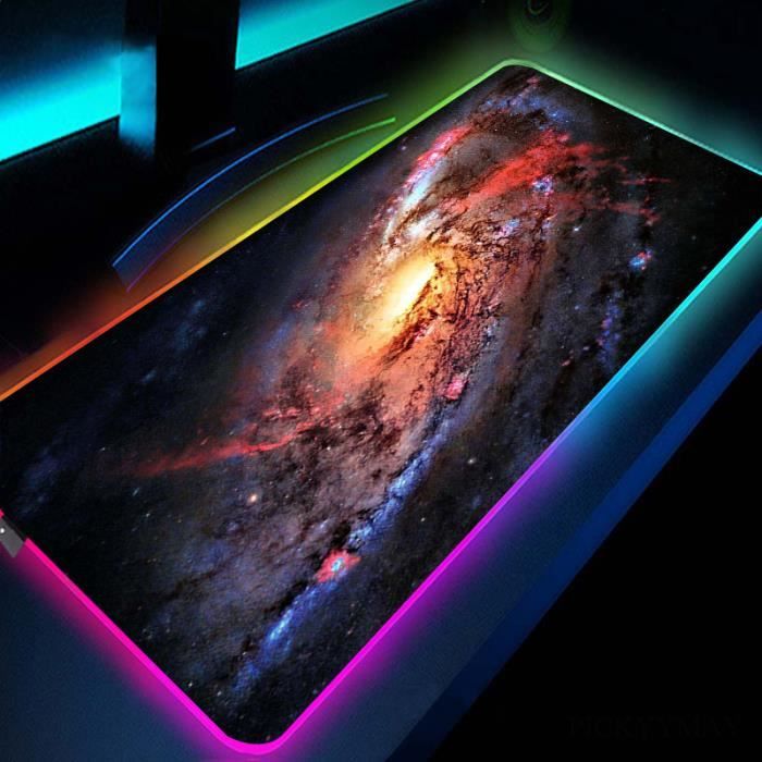 Grand bureau RGB LED éclairage tapis de souris tapis Gamer espace ...