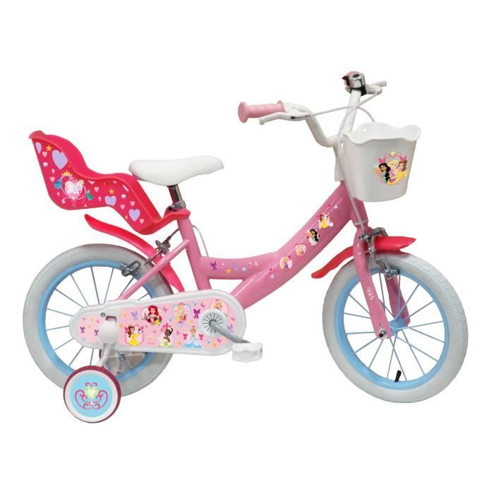 Vélo enfant 14" - VOLARE - DISNEY PRINCESS - Rose - Roues 14 pouces - 4 ...