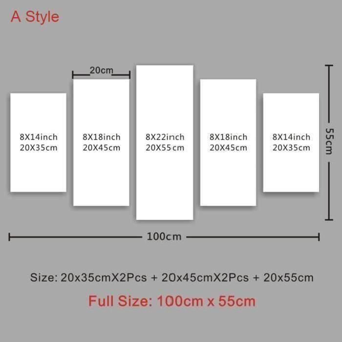No Frame tableau toile peinture 5 Panneau Moderne Imprimé Affiche One ...