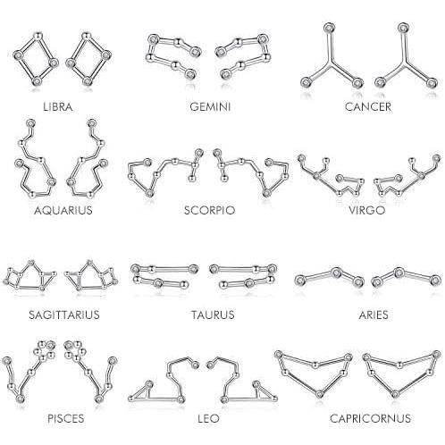 Boucles D’Oreilles Clous De Série Douze Constellations En Argent Fin ...