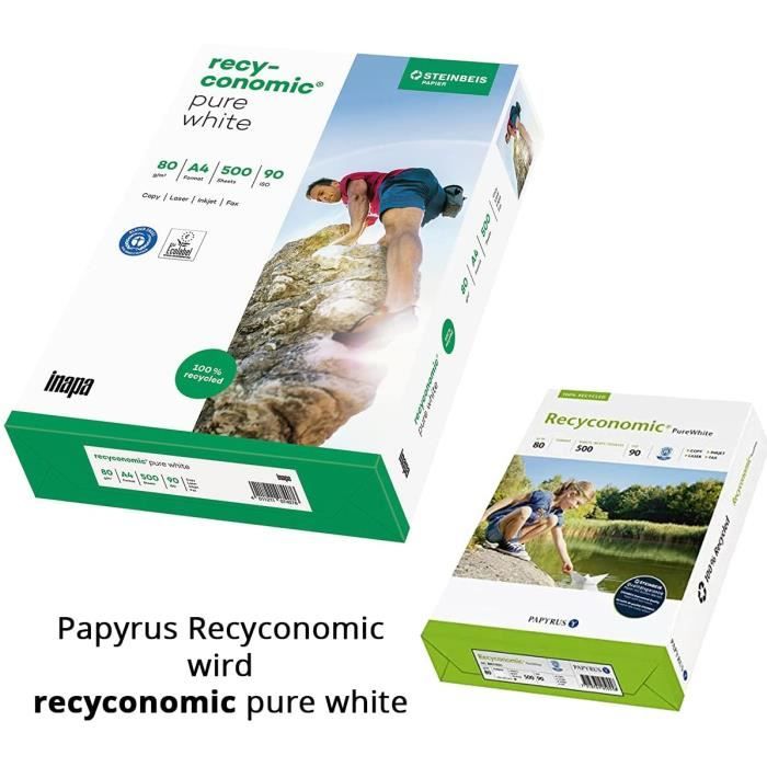 88031825 Recyconomic Papier Pure,80 g-m²,format DIN A4,2500 feuilles-5 ...