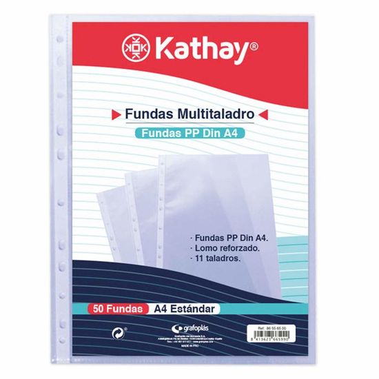 Kathay - 86556500 - . Sachet de 50 pochettes multi-perforations, A4, 11 ...