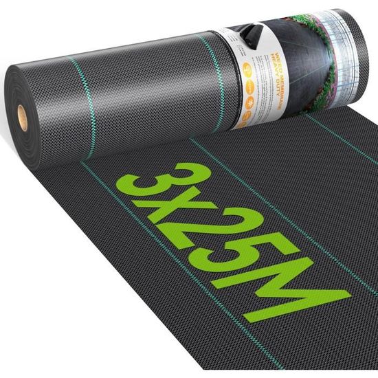 3x25M Toile de Paillage Couverture de sol en tissu anti mauvaises ...