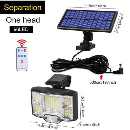 Lampadaire extérieur,Lampe solaire LED-COB avec détecteur de mouvement, imperméable conforme à ...