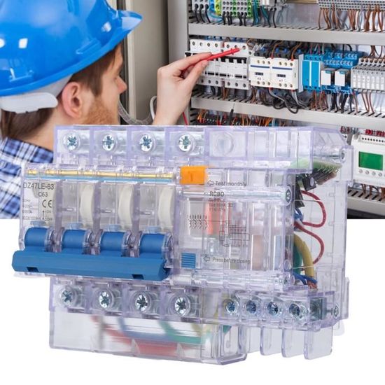 Vvikizy Disjoncteur de fuite à la terre DZ47LE‑63 Petit Disjoncteur 2P C63 Disjoncteur ...