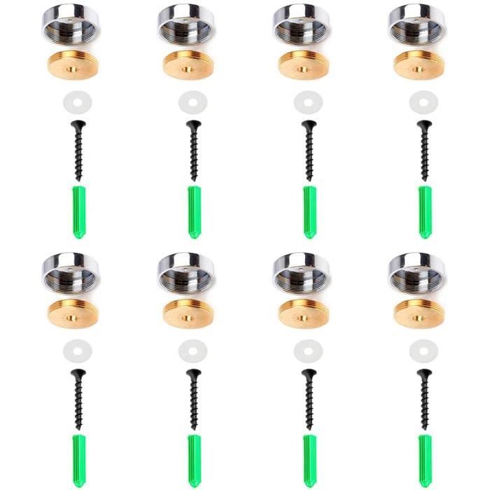 YUE Qin Lot de 8 clous de miroir en acier inoxydable avec capuchons ...