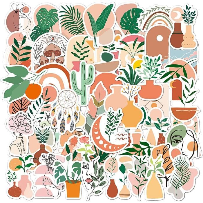 Autocollants De Bohème En Vinyle (50 Pièces) - Stickers Boho Esthétique ...