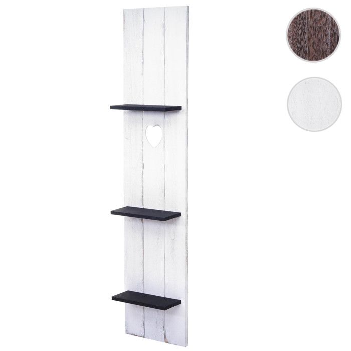 Étagère murale HWC-C92 - HWC - Panneau avec 3 niveaux - Bois massif - Vintage - Marron - Shabby ...