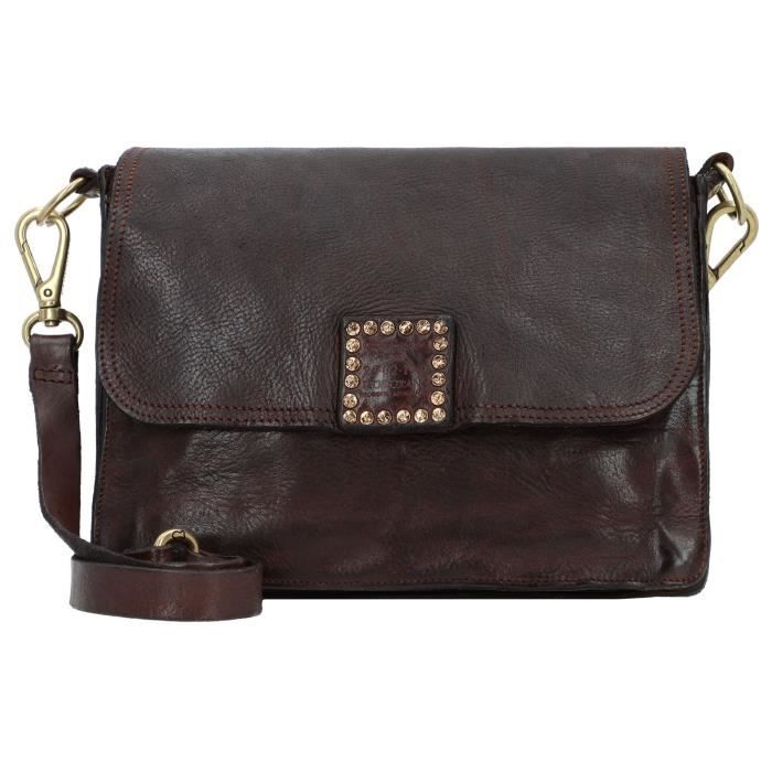 Sac à bandoulière en cuir Campomaggi 25 cm moro - Effet vieilli - Femme ...