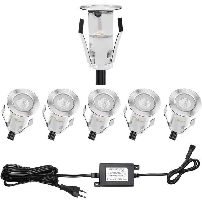 6 Kit Mini Spot Exterieur Led Encastrable 0.4W-Dc12V Etanche Ip67 ...