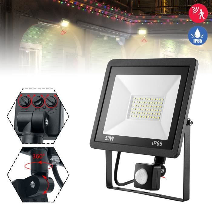 HENGMEI 50W Projecteur LED IP65 projecteur pour jardin, terrain de ...