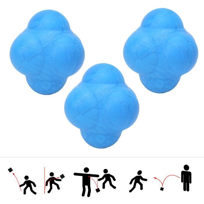 3pcs Hex Bounce Reaction Ball TPR Coordination Réflexe Exercice Sport ...