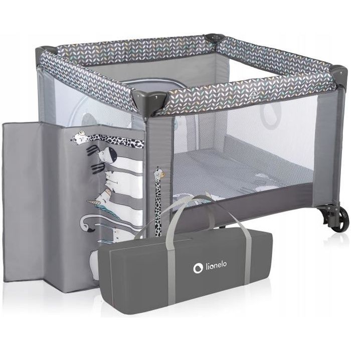 Lit et Parc Bébé Pliable LIONELO Lene - Sécurité roues, LockGuard ...