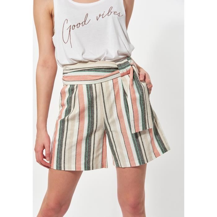 Short cargo Femme à rayures TESS Ecru - Cdiscount Prêt-à-Porter